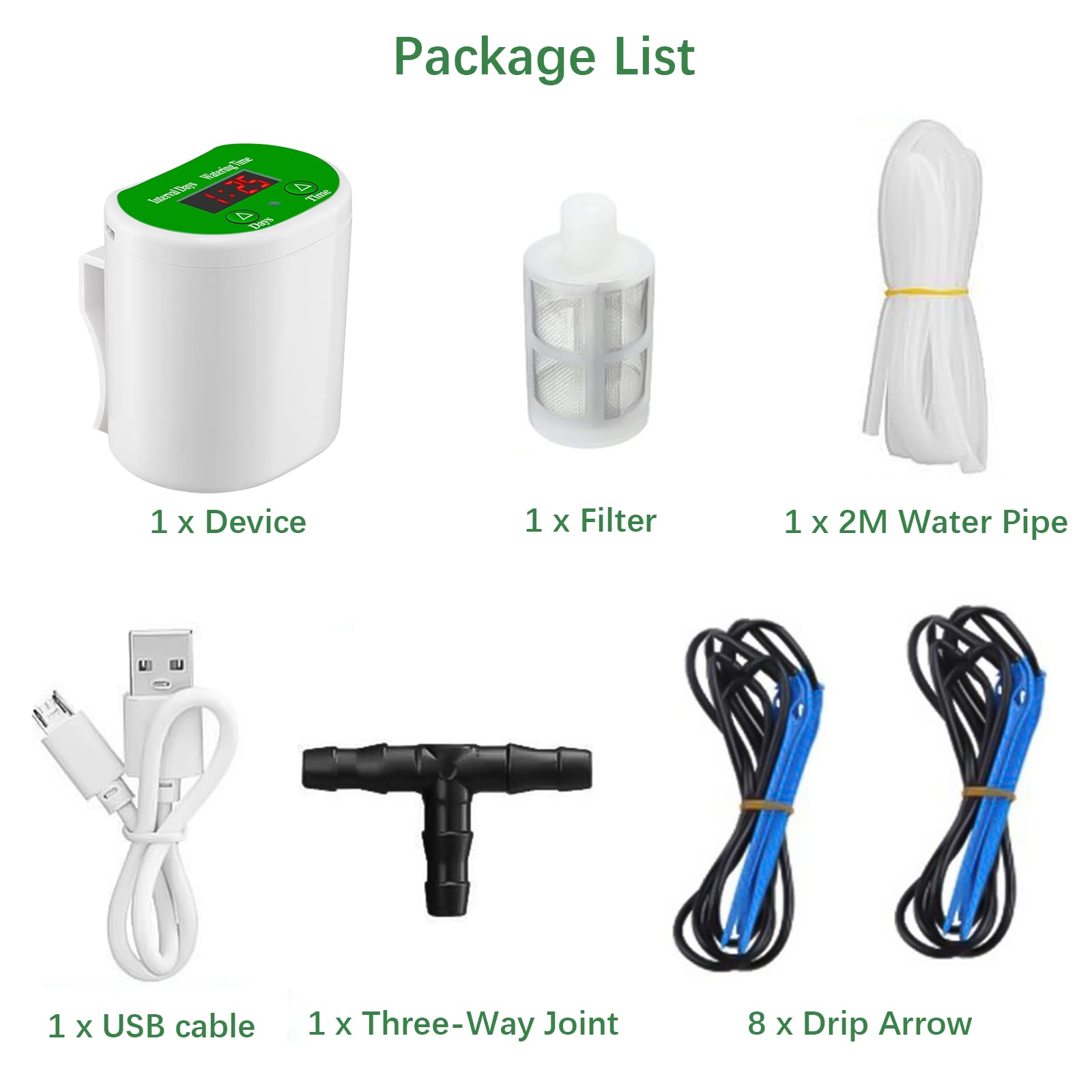 Automatic Watering System USB Power Automatic Drip Irrigation Kit 8 Droparrow Holiday Plant Watering Devices for Indoor Potted Plants LED Display DIY Automatic Plant Waterer Gift for Gardening Lovers