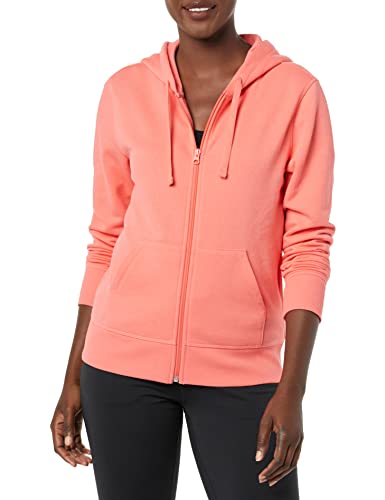 Amazon Essentials Women's French Terry Fleece Full-Zip Hoodie (Available in Plus Size), Coral Pink, Medium