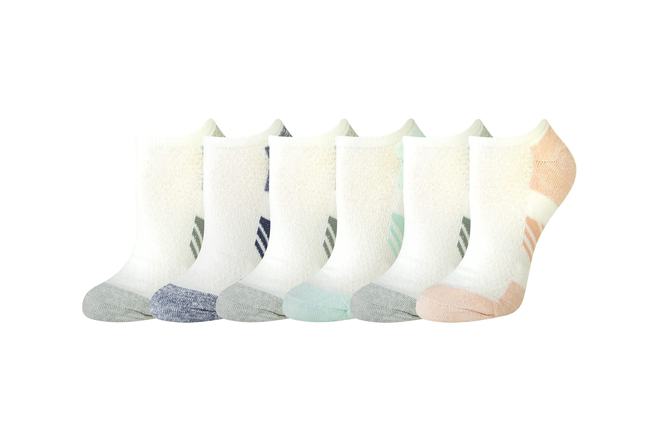 Amazon Essentials Women's Performance Cotton Cushioned Breathable Athletic No-Show Sports Socks, 6 Pairs, White, 6-9