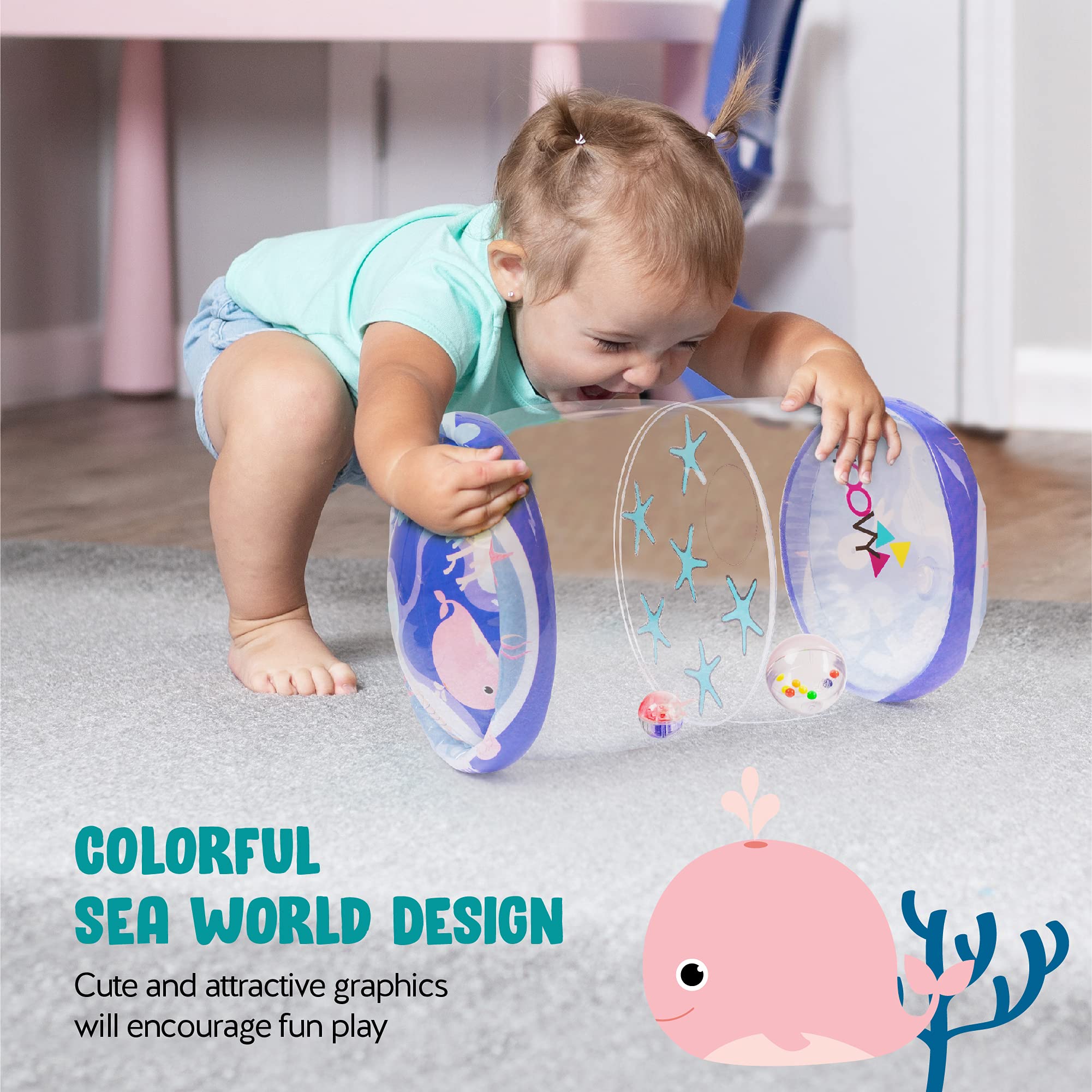 Hoovy Infant Crawling Toys | Toys for Crawling Babies | Crawling Toys for Babies 6-12 Months | Beginner Crawl Along Baby Roller | Drop Maze Tummy Time Activity Center | Early Development Jumbo Roller