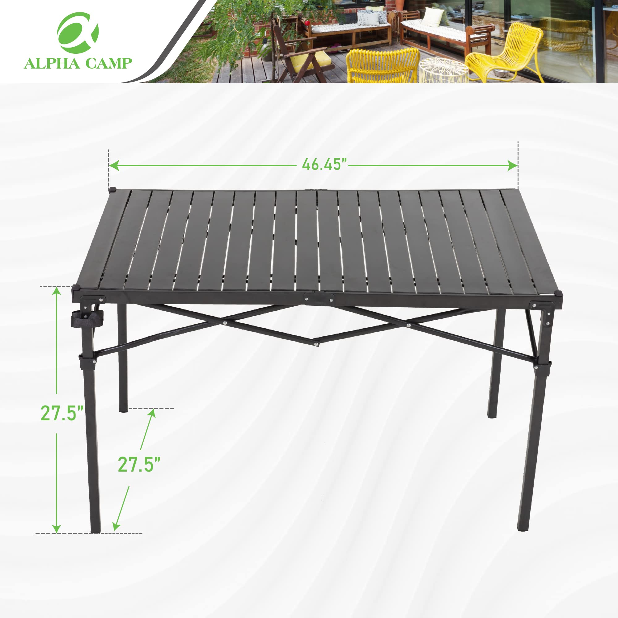 ALPHA CAMP Camping Table Portable Table Folding Aluminum Table with Carry Bag