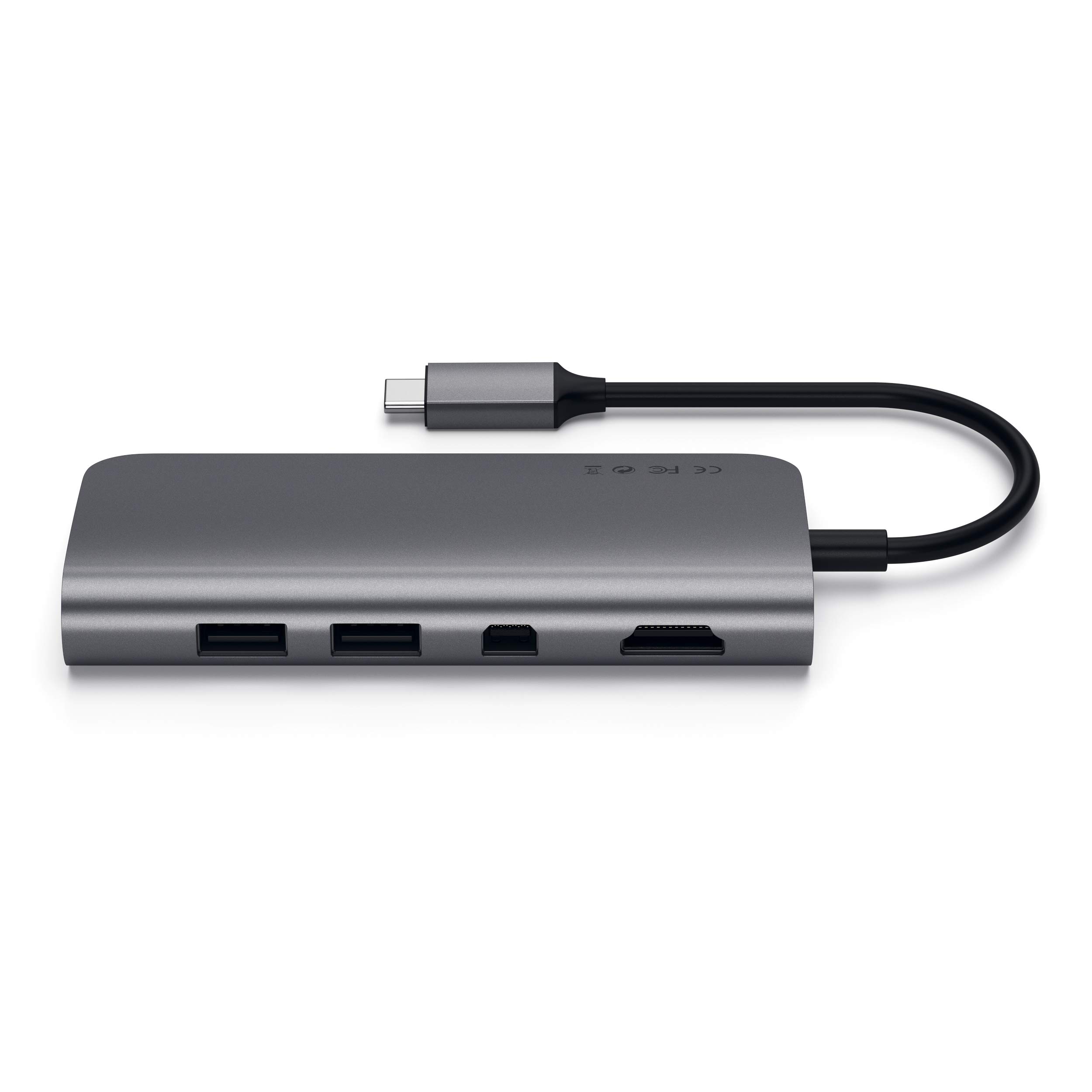 Satechi Type-C Multimedia Adapter with 4K HDMI, Mini DP, USB-C PD, Gigabit Ethernet, USB 3.0, Micro/SD Card Slots - for M2/ M1 MacBook Pro, M2/ M1 MacBook Air (Space Gray)