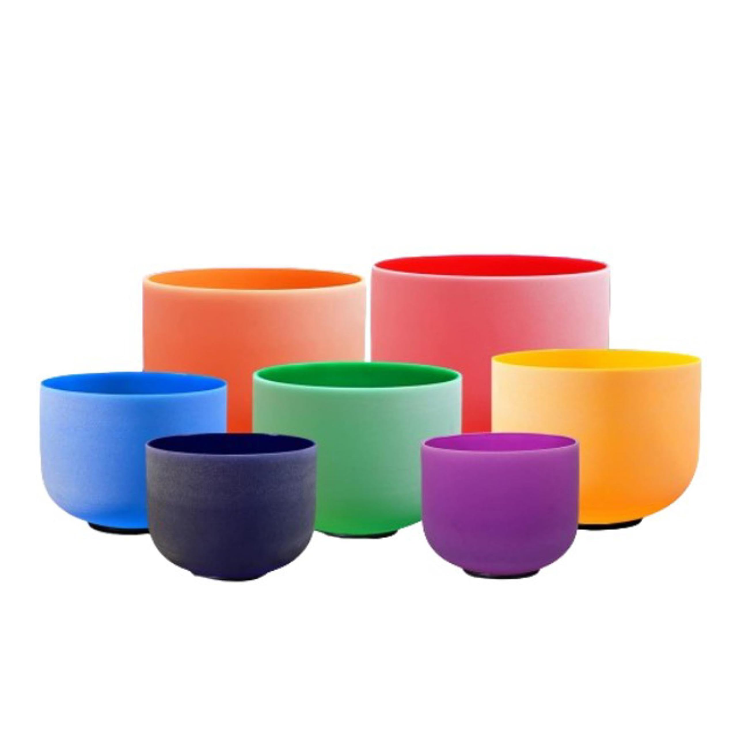 FMTY Singing Bowl 7pcs 6-12Inch A-G Note colored Crystal Singing Bowl with Soft Carrying Bag Mindfulness, Yoga, Spiritual and Body Healing and Energy Cleansing