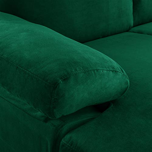 Casa Andrea Milano llc Modern Large Velvet Fabric Sectional Sofa L Shape Couch with Extra Wide Chaise Lounge
