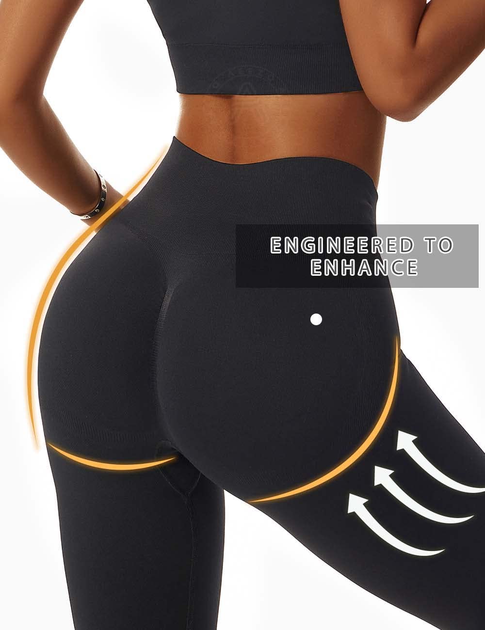 AEEZO Women's Scrunch Seamless Yoga Leggings Curve Butt Lifting Smile Workout Yoga Pants