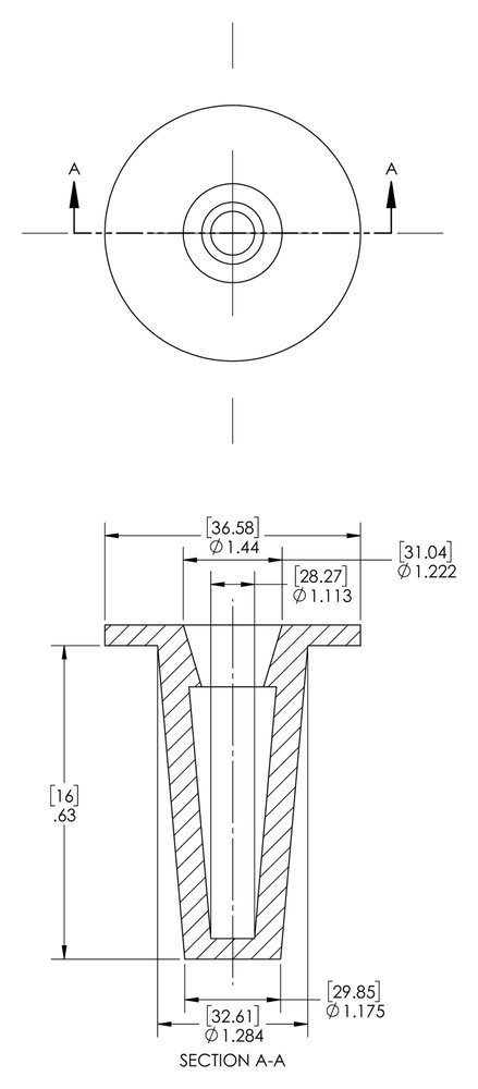 Caplugs 99394296 Plastic Tapered Cap and Plug. T-14X, PE-LD, Cap OD 1.113" Plug ID 1.284", Red (Pack of 100)