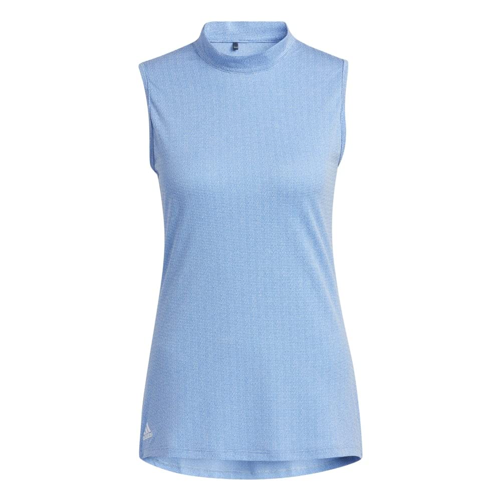 adidas Women's Standard Essentials Mock Neck Sleeveless Golf Polo Shirt, Blue Rush/White, Small
