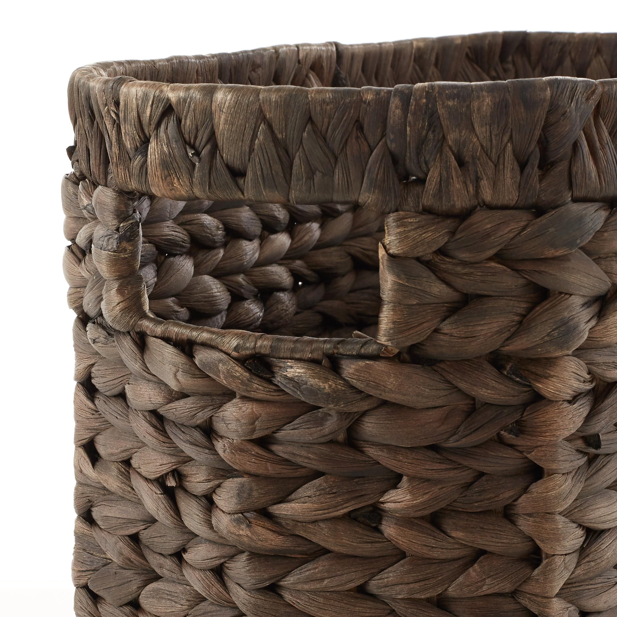 Casafield Woven Magazine Holder with Handles, Espresso - Water Hyacinth Storage Basket for Bathroom, Living Room, Home Office