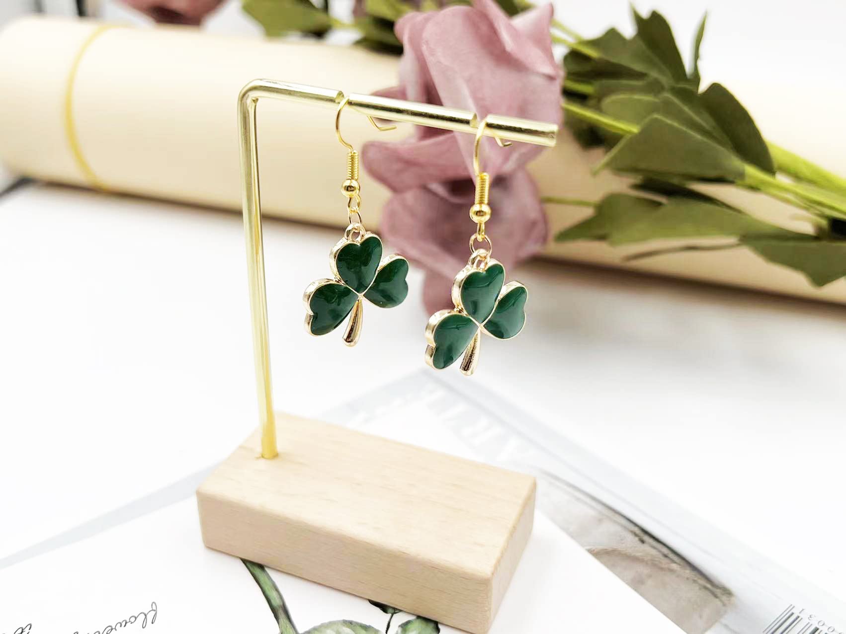 St. Patrick's Day Earrings for Women Shamrock Irish Earrings Hat Green Earrings for Irish Holiday (A)