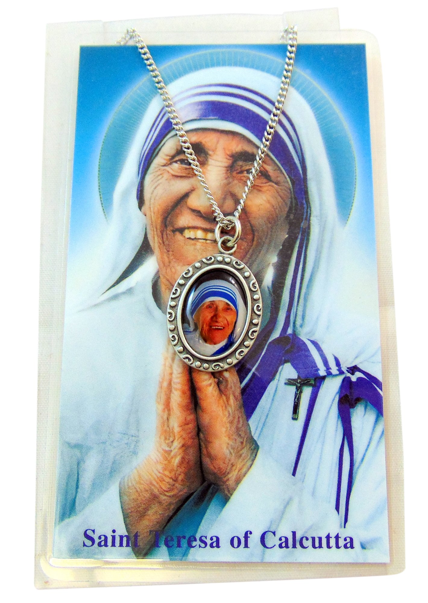 Aeiniweraabbcc SPPRANDOM Patron Saints St. Teresa of Calcutta Pendant & Prayer Card