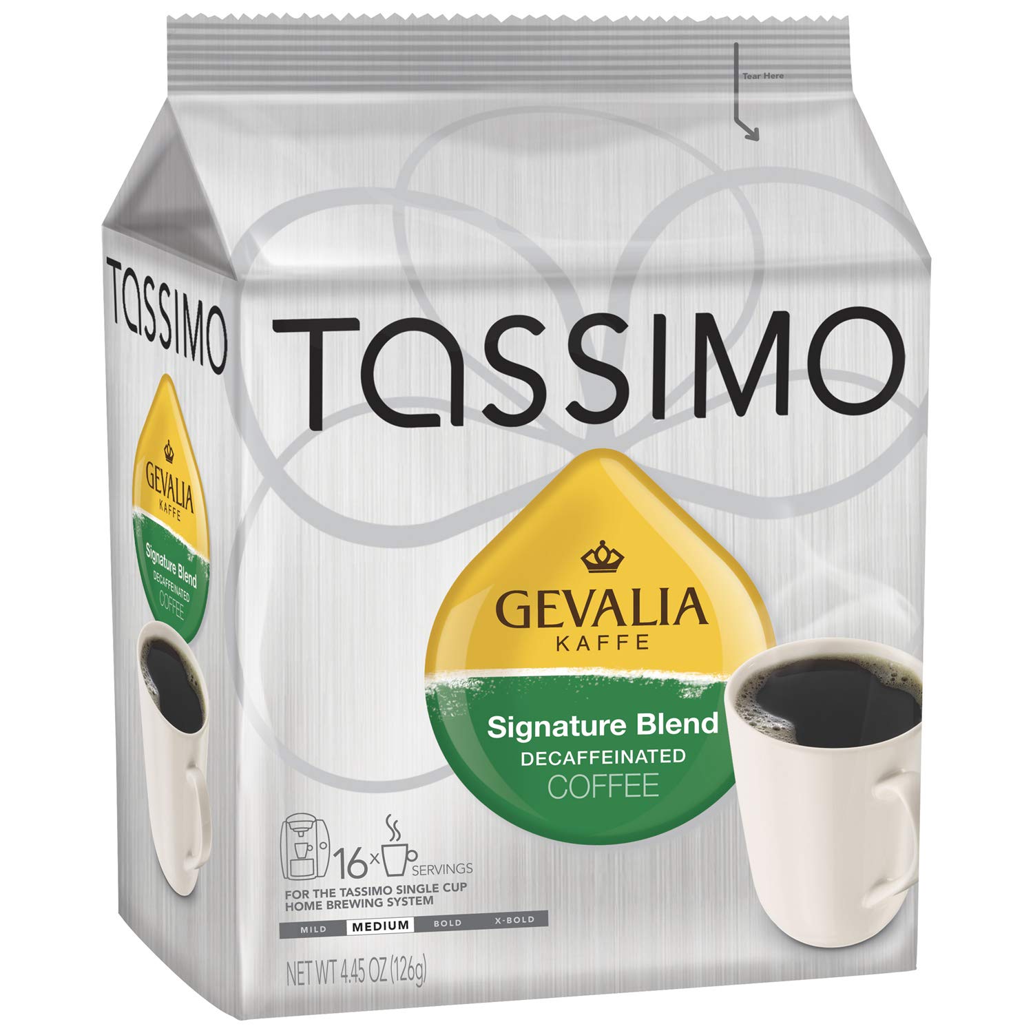 Tassimo Gevalia Signature Blend Decaf Medium Roast Coffee T-Discs for Tassimo Single Cup Home Brewing Systems (16 ct Pack)