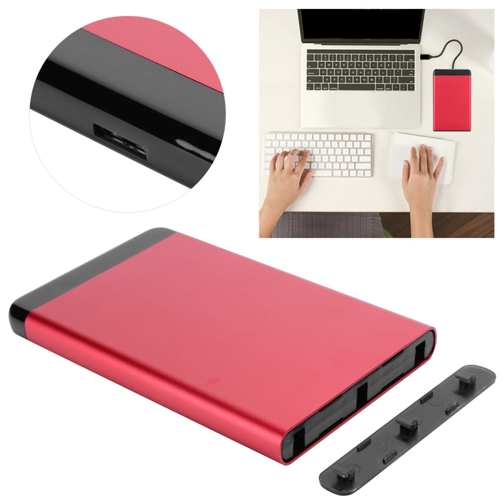 ASHATA Hard Drive Enclosure, USB 3.0 External Hard Drive Enclosure for 2.5 inch HDD SDD 8TB and Below, Mobile Hard Disk Box for Laptop Desktop, for Windows 98SE ME 2000 XP 7 8 10, Plug and Play (Red)