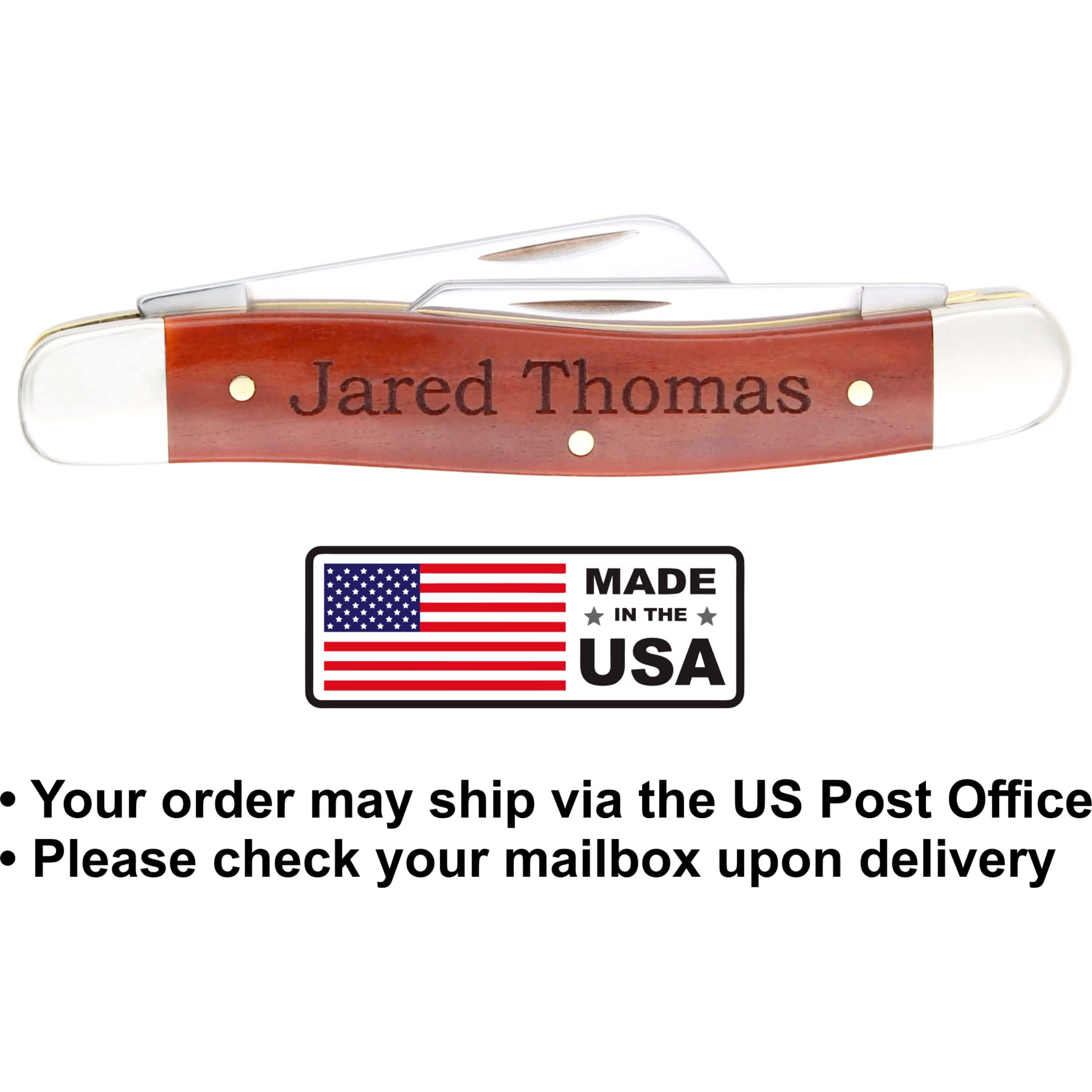 Case Pocket Knife, Smooth Chestnut Bone Medium Stockman #28701 with Personalized Laser Engraved Handle, Three Blades, Valentines Day Gifts, Father's Day Gifts…