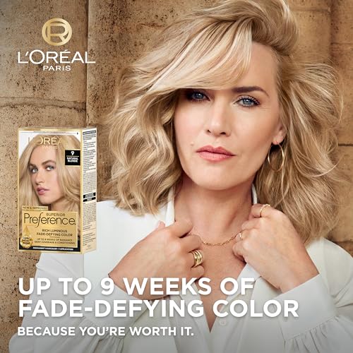 L'Oreal Paris Superior Preference Fade-Defying + Shine Permanent Hair Color, 9G Light Golden Blonde, Pack of 1, Hair Dye