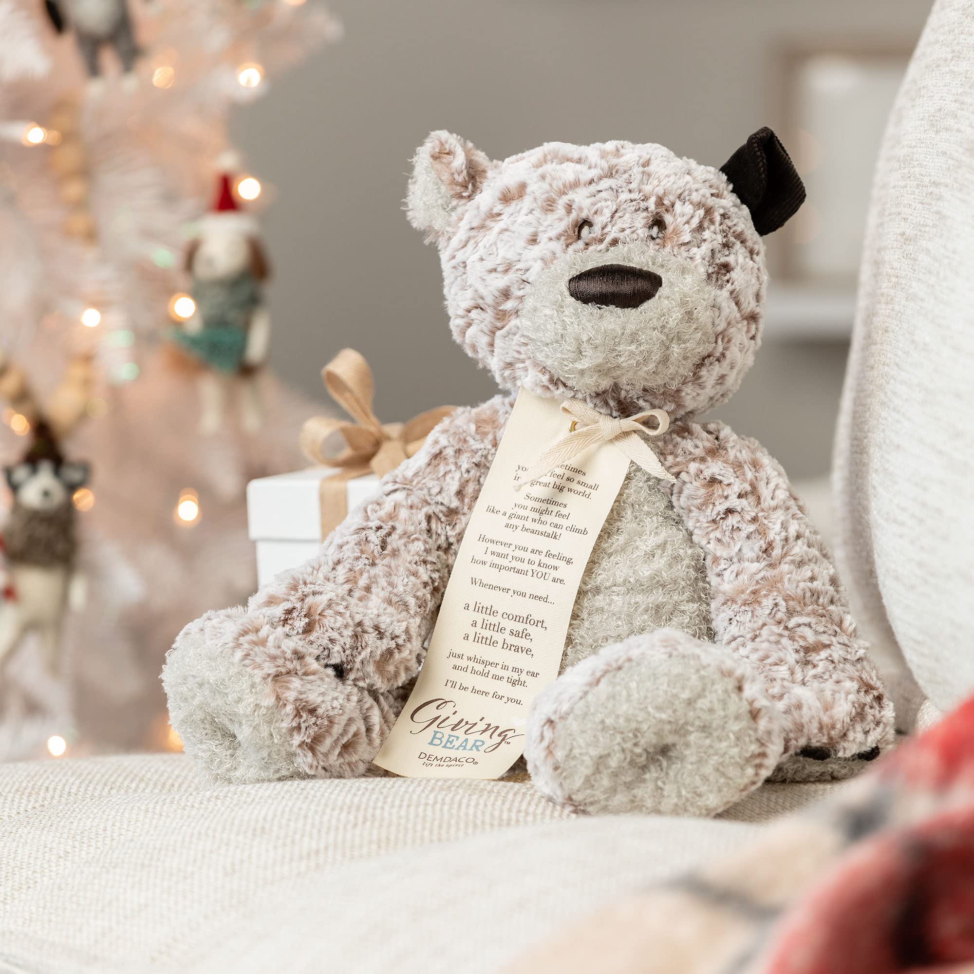 DEMDACO Giving Bear with Corduroy Ear Children's Plush Stuffed Animal Toy