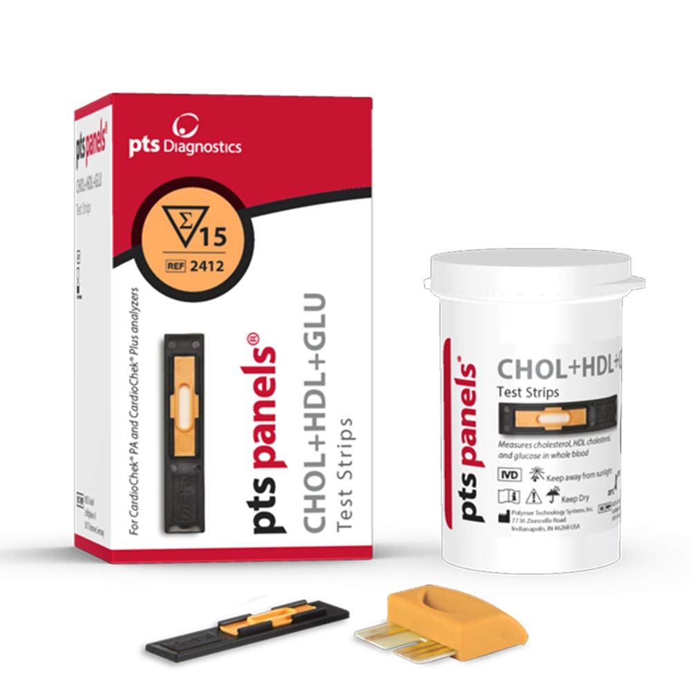 CardioRisk Panel TOTAL+HDL+GLU Cardio Chek Test Strips (15 strips); PTS Panels #2412 for Cholesterol