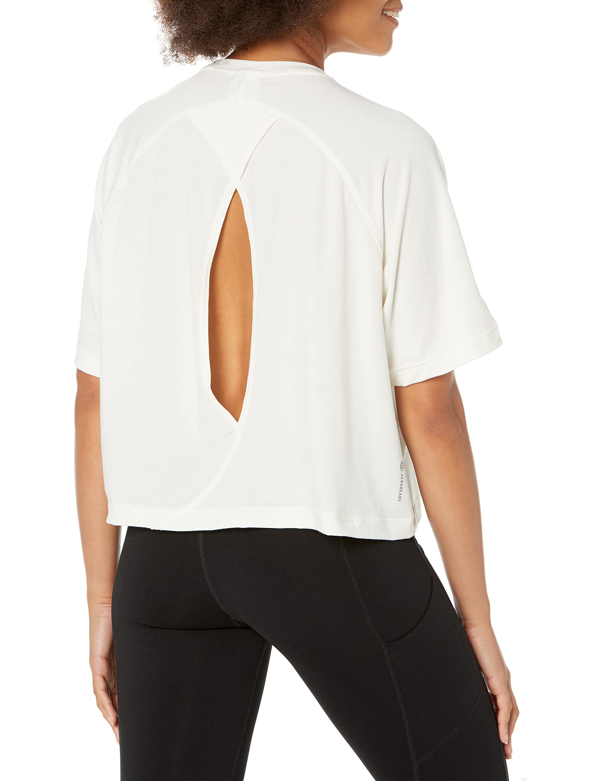 adidas Women's Standard Studio Wrap Back to-Shirt, Off White, Large