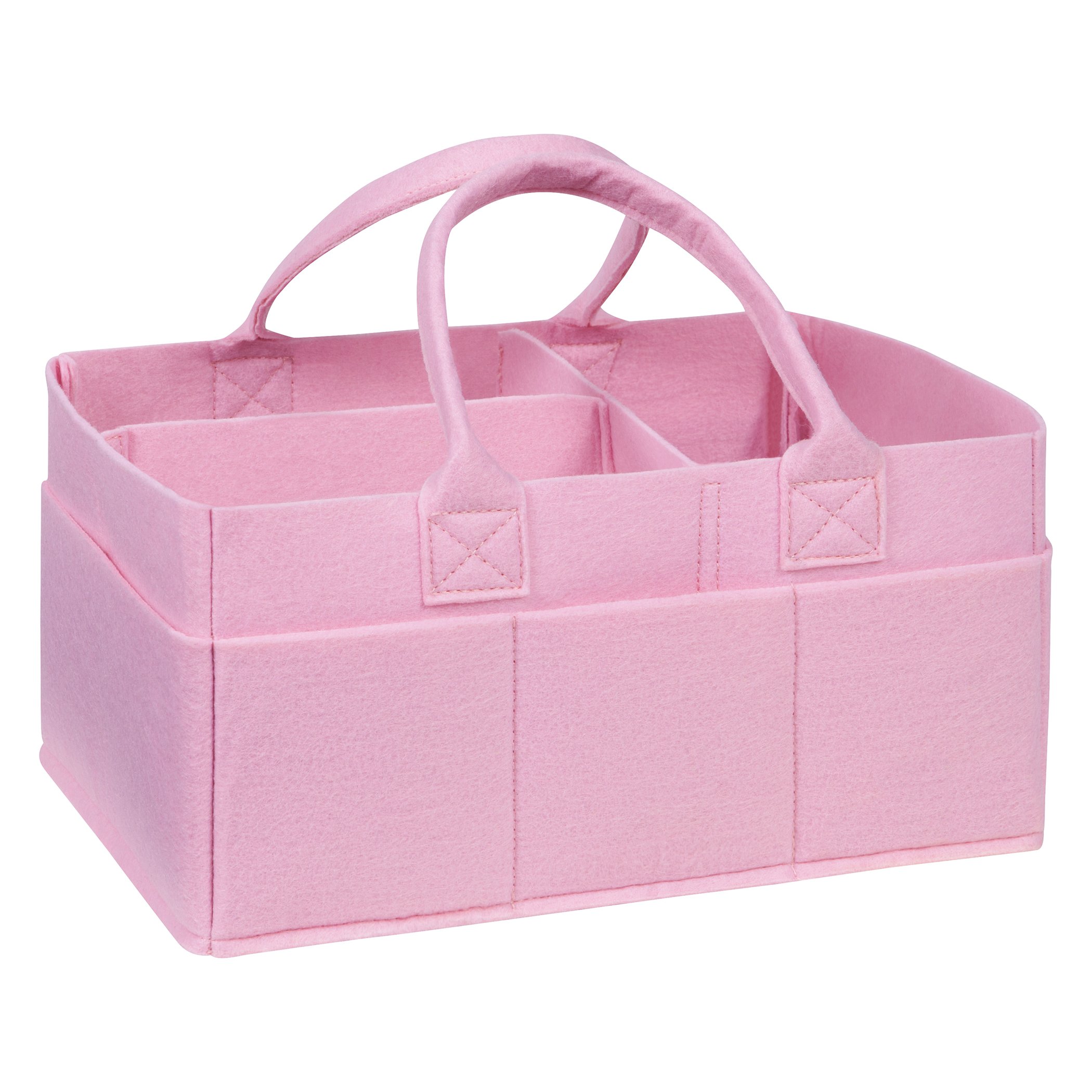 Sammy & Lou Diaper Caddy Organizer - Collapsible Tote Bag with Handles - Organizer for Diapers, Wipes & Baby Changing Supplies - Felt Storage Organizing Bin for Car, Desk, Nursery (Pink)
