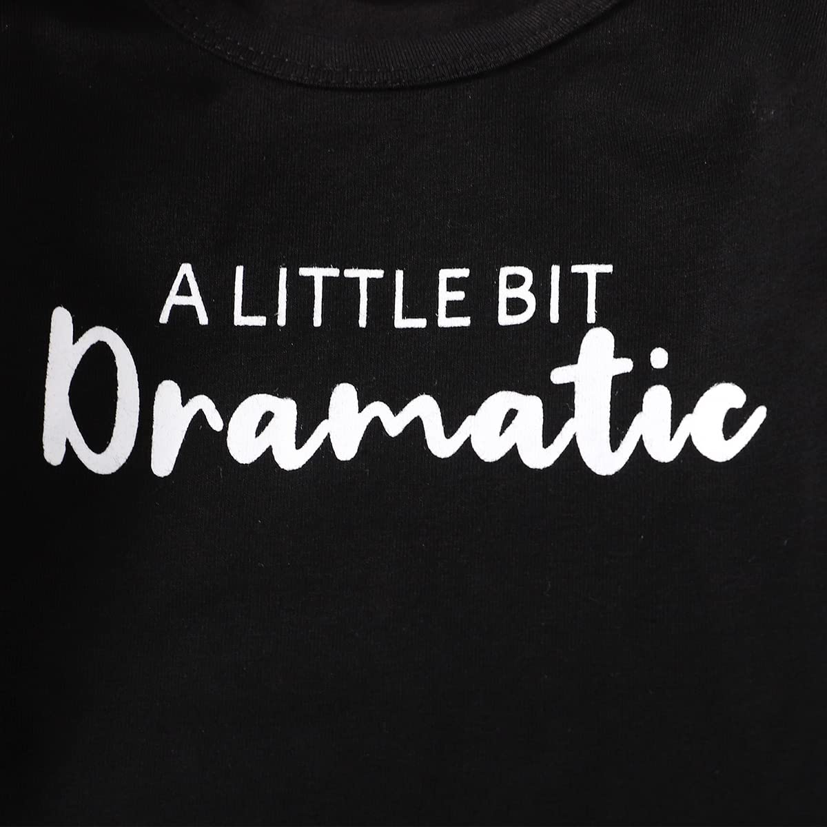 Aslaylme Baby Girl Clothes Flare Pant Outfit A Little Bit Dramatic Bodysuit (Black, 12-18 Months)
