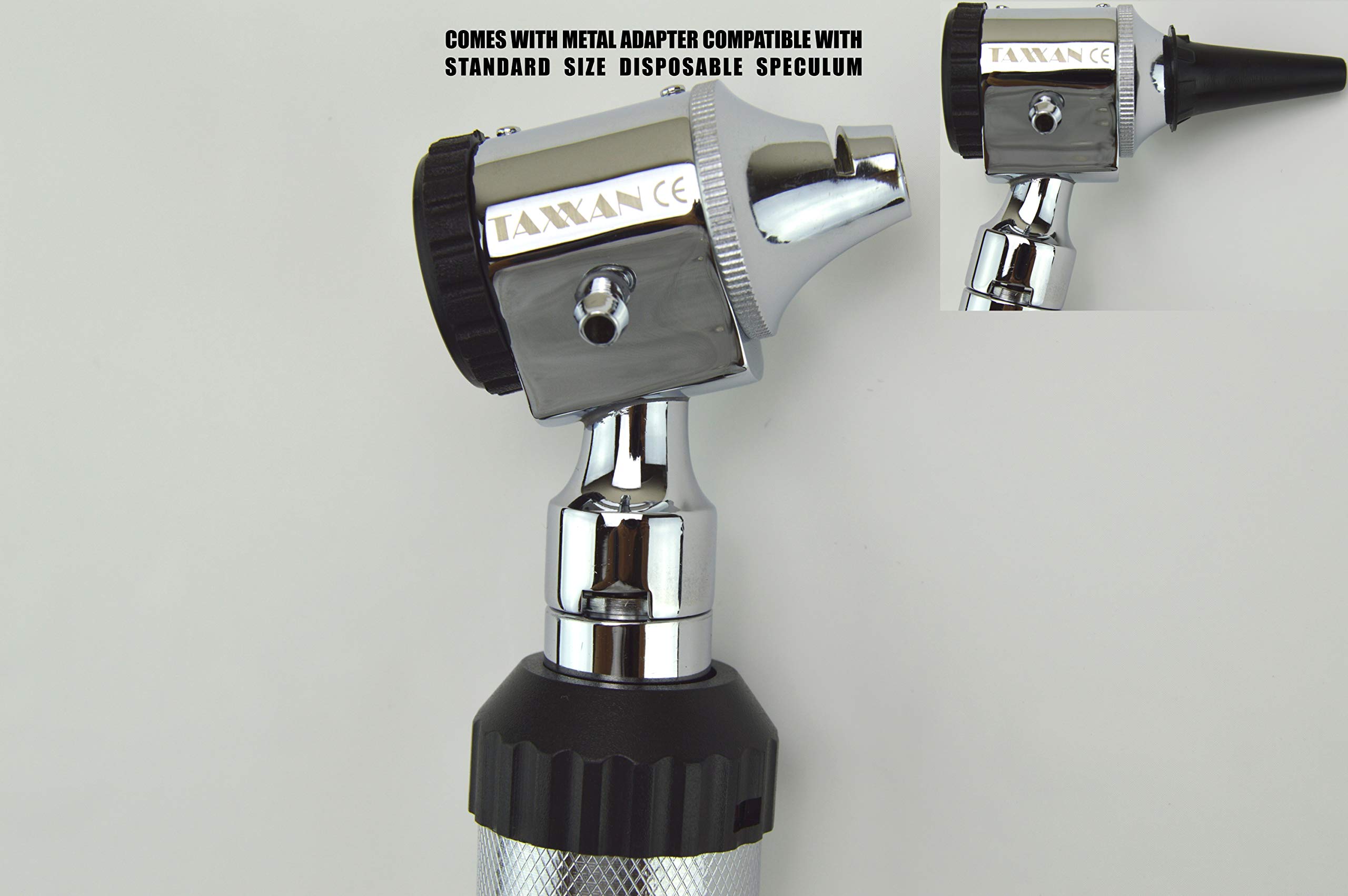 TAXXAN Otoscope ENT Diagnostic Set with Metal Adapter to USE Standard Disposable Speculum