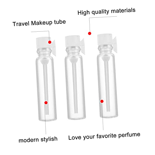 Beavorty 50pcs 1ml Perfume Bottle Clear Container Clear Container with Lid Travel Spray Bottle Empty Cosmetic Containers Bulk Clear Sample Tubes with Caps Sample Containers Travel Bottle