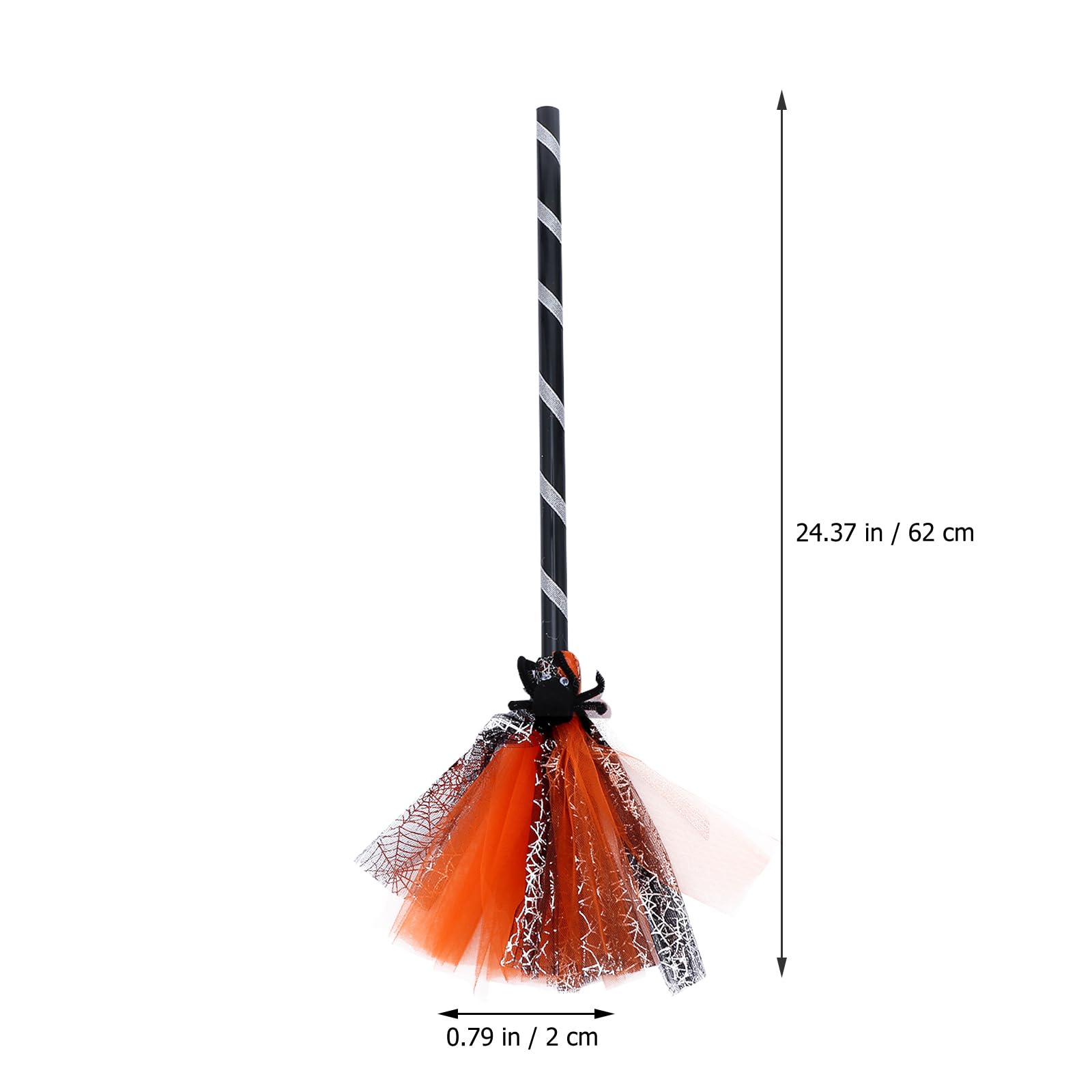 Beavorty Halloween Witch Broom Witch Broomstick Cosplay Broom Props Realistic Wizard Flying Broom Stick Accessory for Costumes Orange
