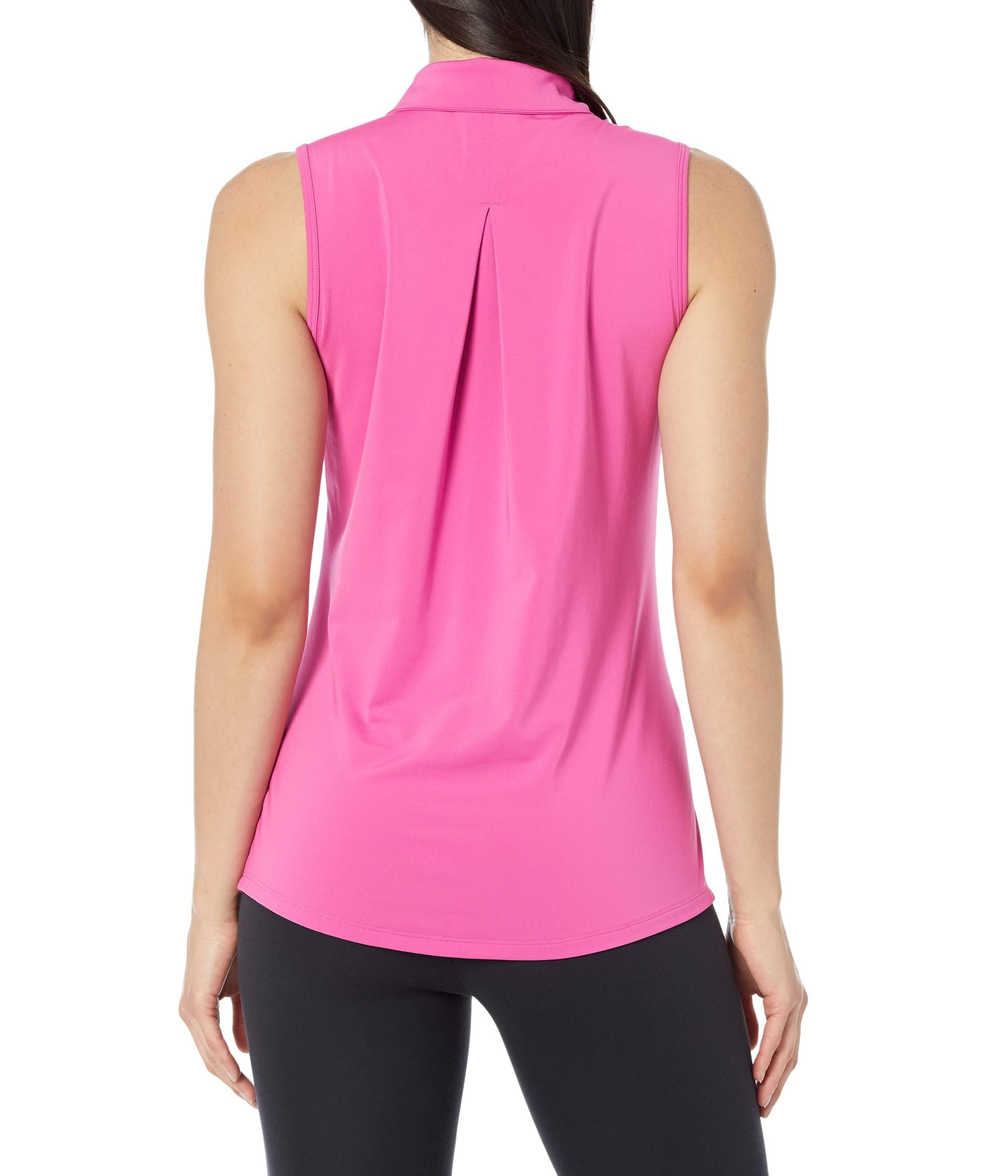 adidas Women's Standard Ultimate365 Solid Sleeveless Polo Shirt, Lucid Fuchsia, Large