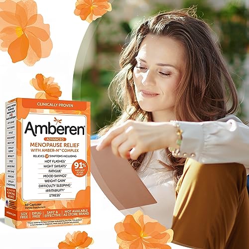 Amberen: Safe Multi-Symptom Menopause Relief. Clinically Shown to Relieve 12 Menopause Symptoms: Hot Flashes, Night Sweats, Mood Swings, Low Energy and More. 2 Month Supply