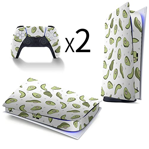 Avocado Cute Fruit Full Protective Skin Cover Design Wrap Decal Sticker Compatible with PS5 Digital Edition Console and Controller