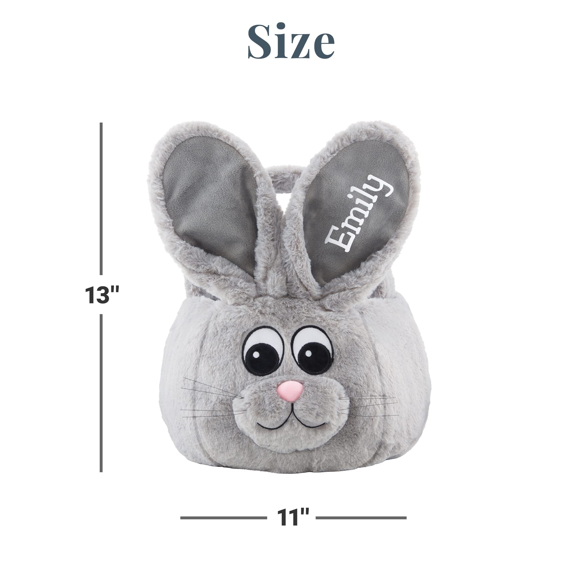 Let's Make Memories Personalized Easter Basket - Fuzzy Bunny Plush - Easter Basket for Kids - Gray