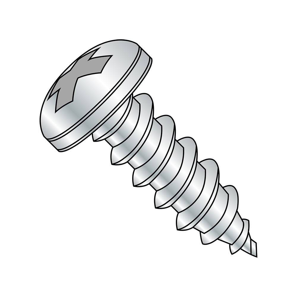 Small Parts 0208ABPP Steel Sheet Metal Screw, Zinc Plated, Pan Head, Phillips Drive, Type AB, #2-32 Thread Size, 1/2" Length (Pack of 100)