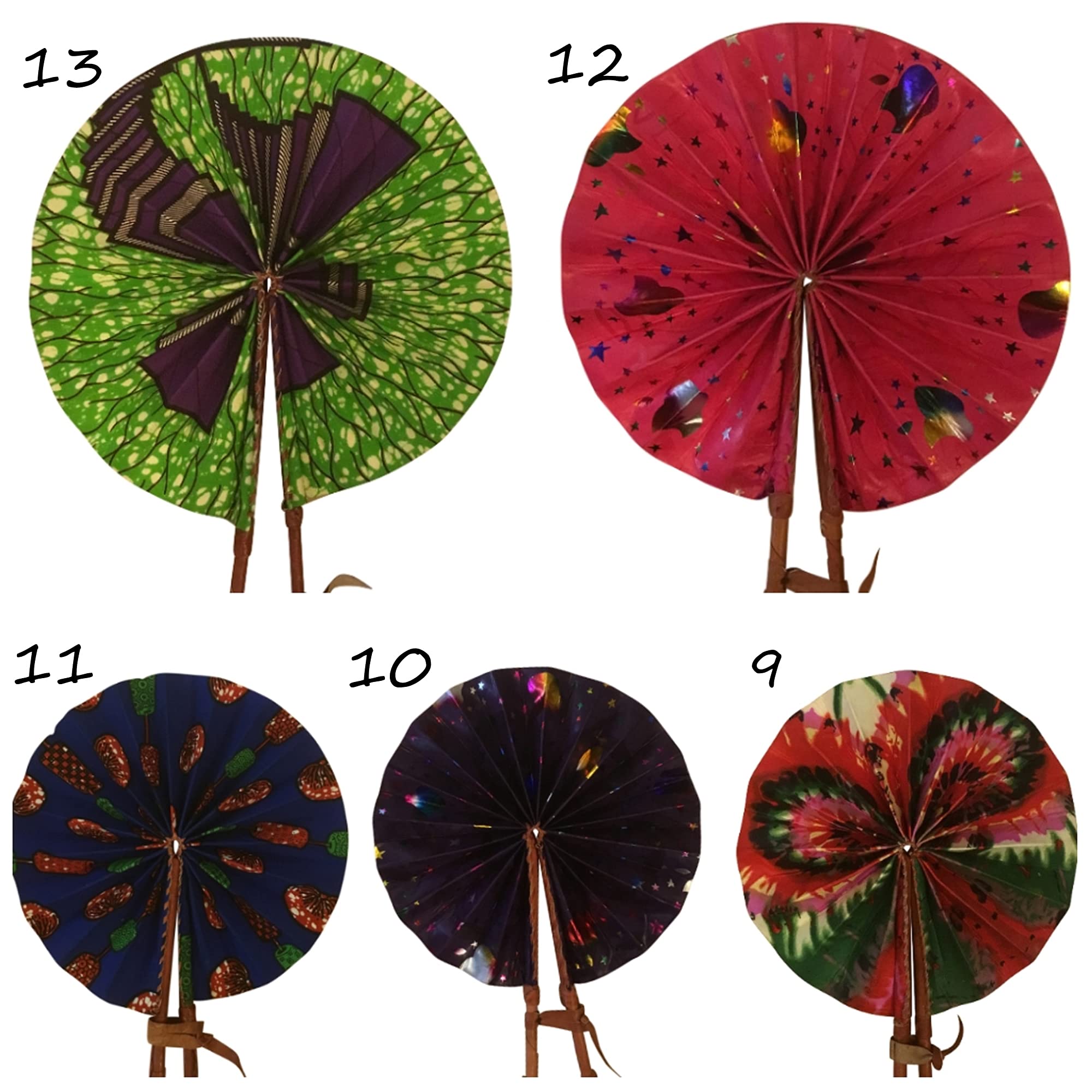 African Folding Hand Fan 3 Pack