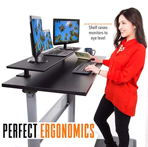Stand Steady 48" Clamp-on Desk Shelf - Extra Large Surface Supports 3 Monitors - Sturdy 4 ft Monitor Stand Riser Easily Attaches with Clamp - No Screws Needed! (Large - 48 Inch)