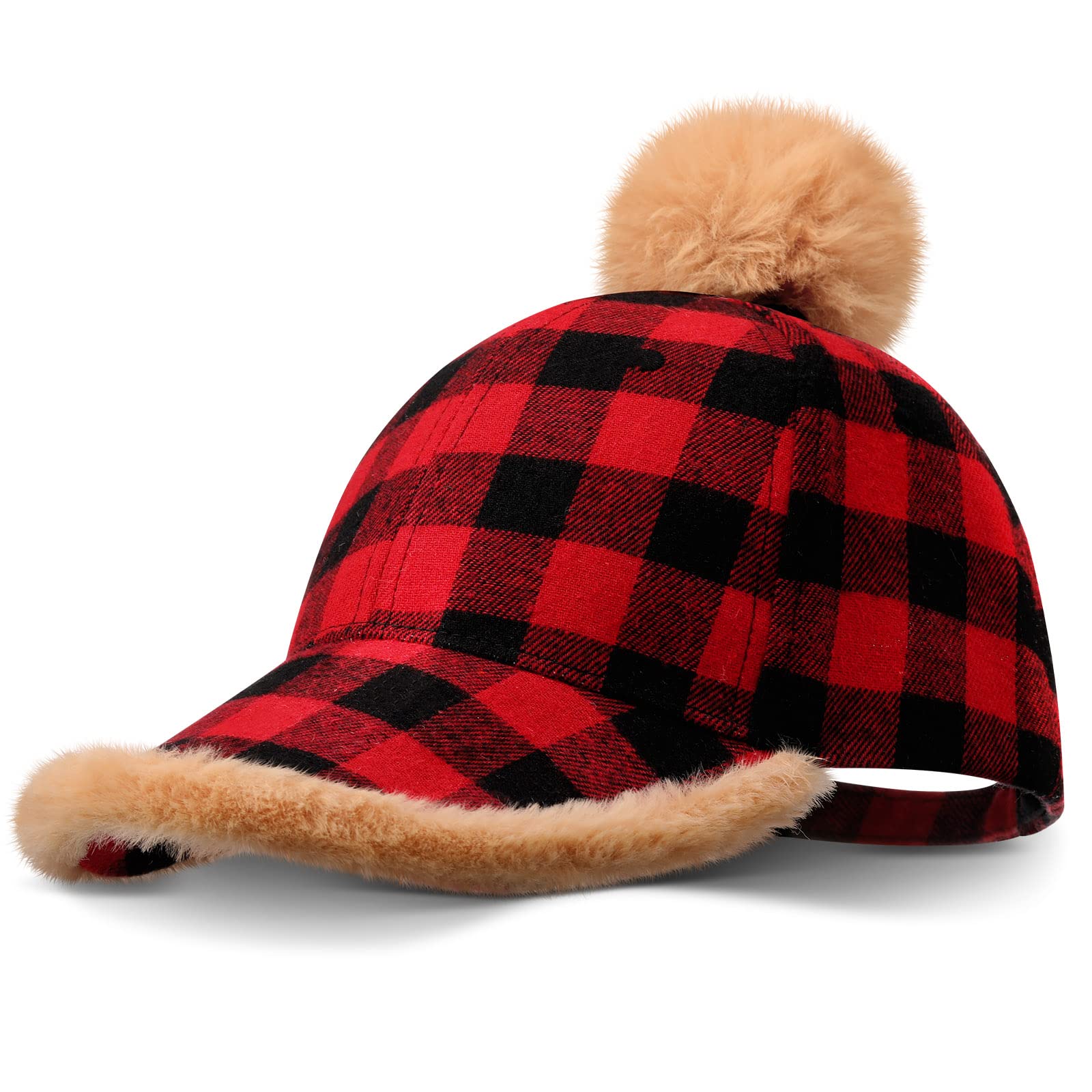 Adjustable Christmas Baseball Hat for Men Women Unisex Xmas Funny Checkered Baseball Cap Vintage Red Black Plaid Winter Hat