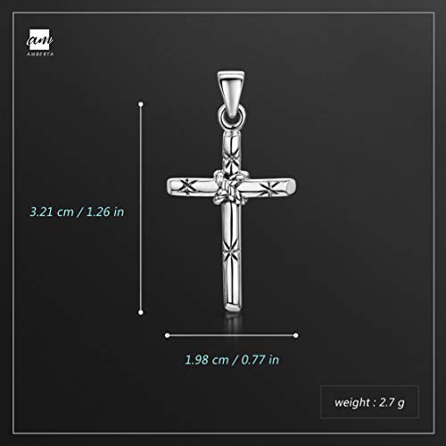 Amberta Unisex 925 Sterling Silver Cross Pendant: Rope Wrapped Crucifix