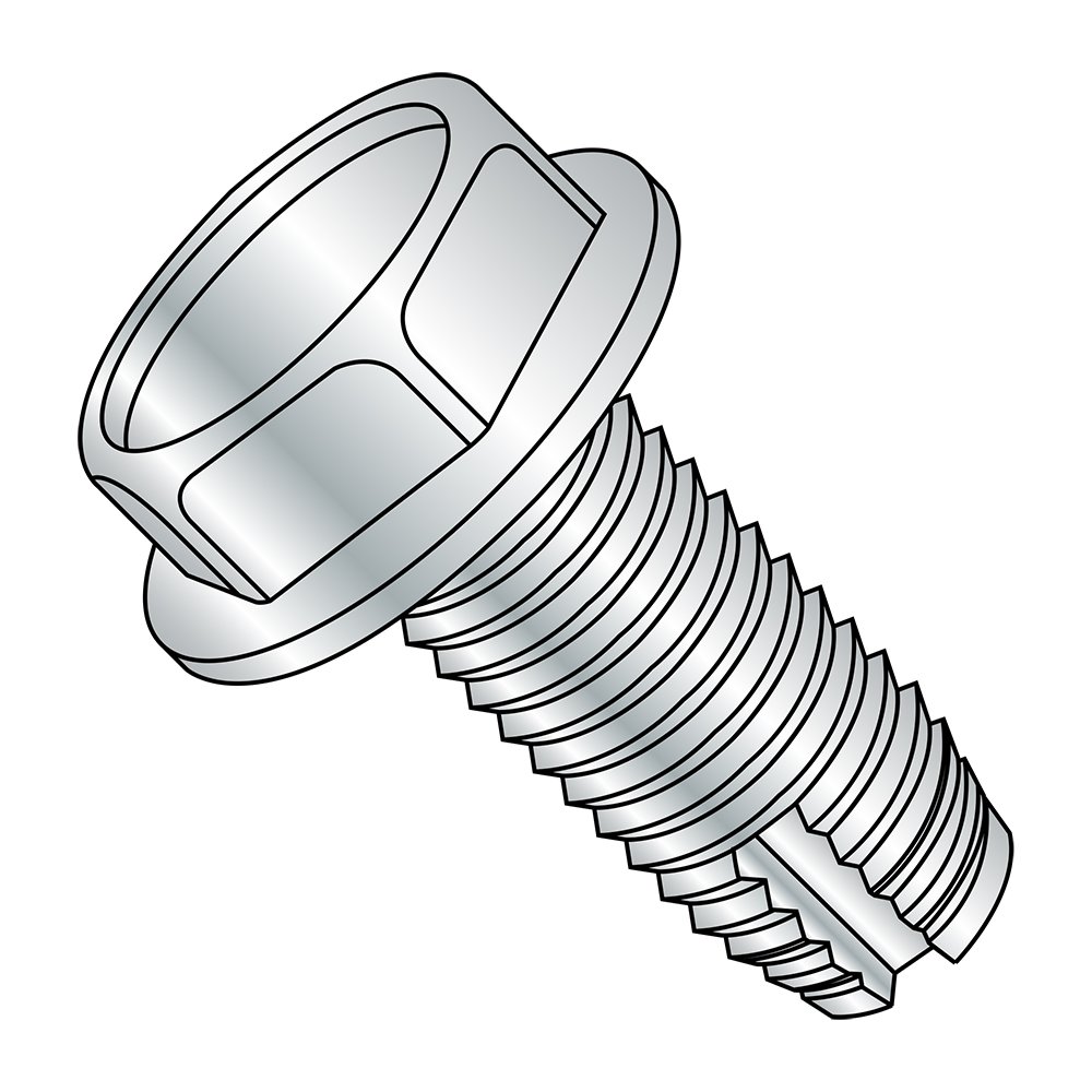 Small Parts 12081W Steel Thread Cutting Screw, Zinc Plated Finish, Hex Washer Head, Type 1, #12-24 Thread Size, 1/2" Length (Pack of 50)