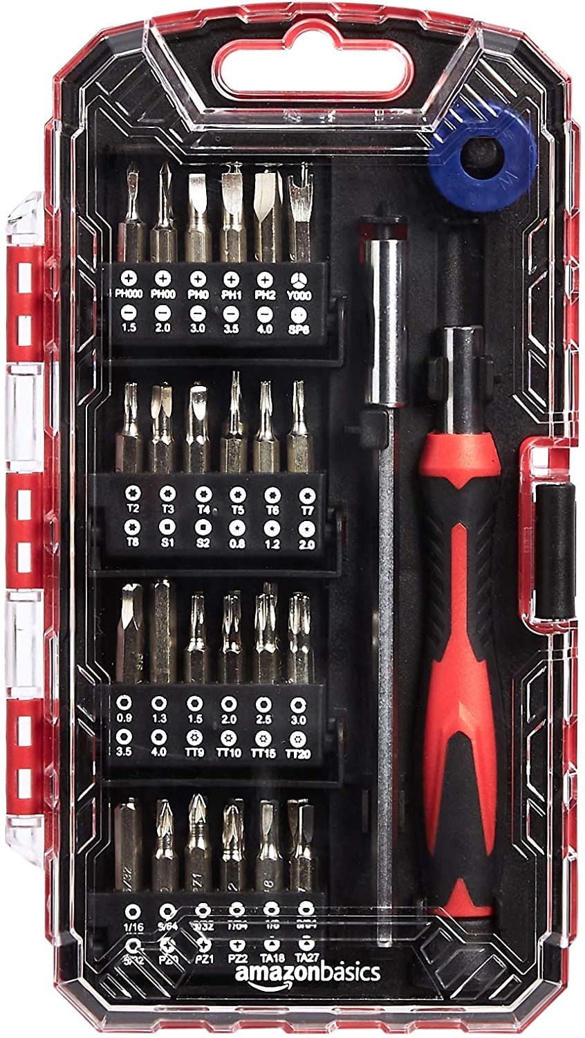 Amazon Basics 51-Piece Precision Screwdriver Bit Set, Black