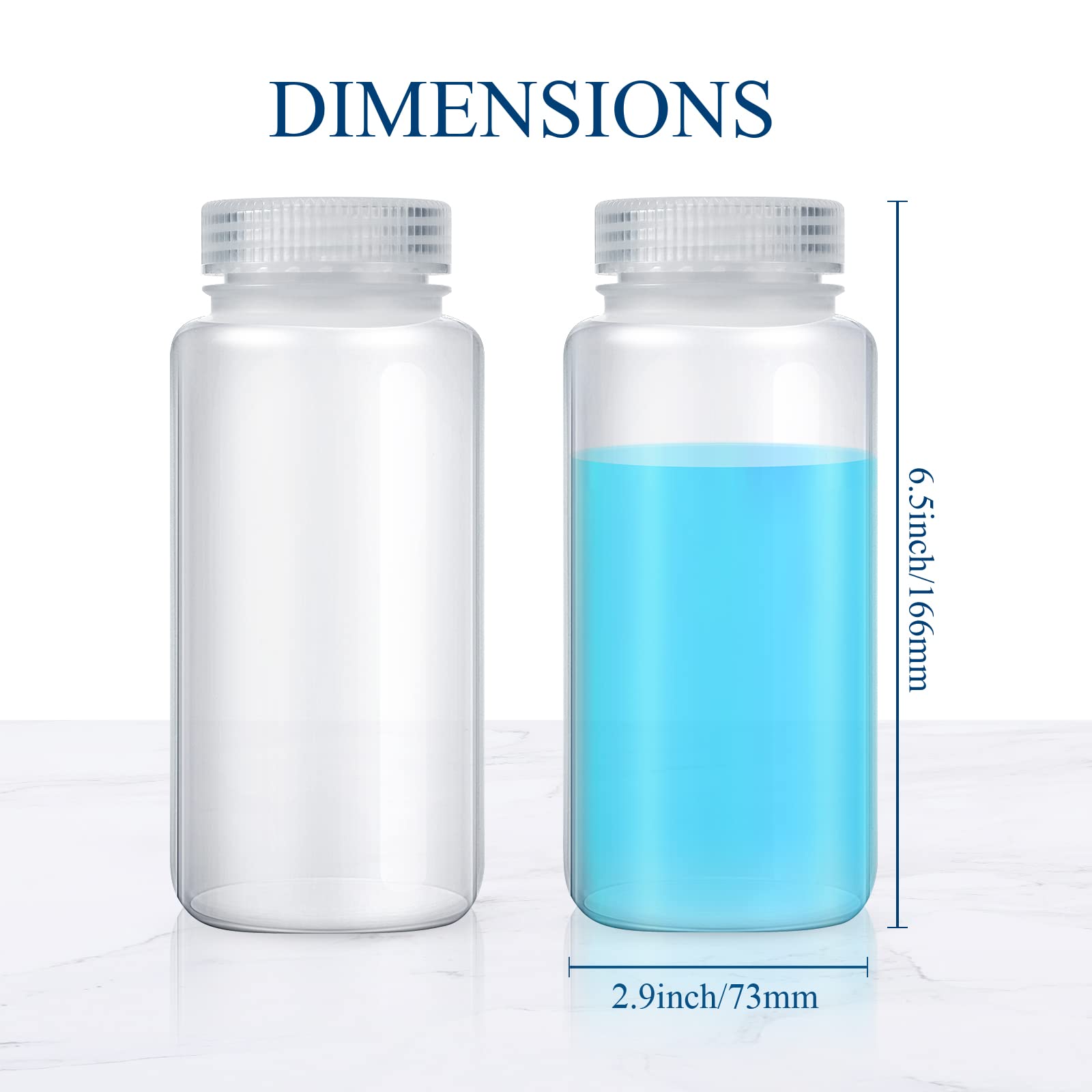 Hoolerry 20 Pcs Plastic Sample Bottles 16oz/ 500ml Laboratory Grade Polypropylene Wide Mouth Reagent Bottles Clear Liquids Storage Bottles with Lids Leak Proof Containers for Lab Classroom