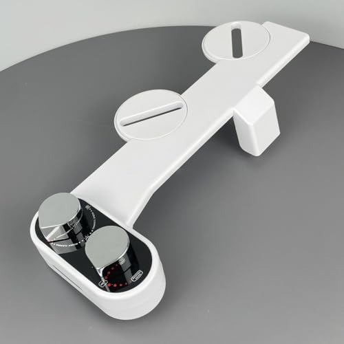 BIDETØASIS Bidet Double-Nozzle Non-Electric Bidet for Toilet, with Front and Rear Washing Functions as Well as a self-Cleaning Mechanism. Adjustable Water Pressure. Easy to Install. (Black)