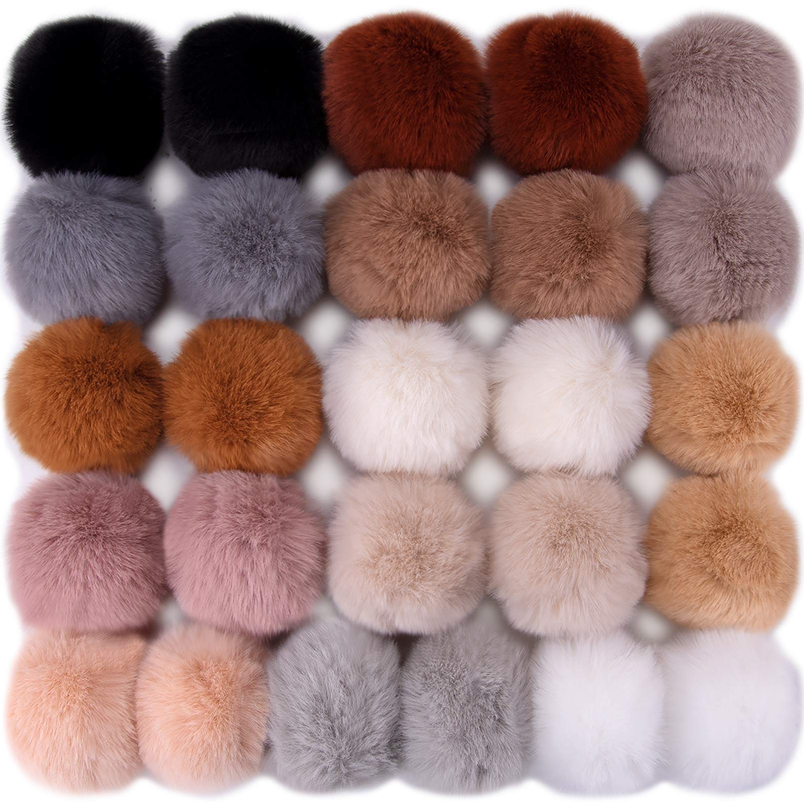BQTQ 26 Pieces Faux Rabbit Fur Pom Pom Keychain Fluffy Balls Pom Pom with Elastic Loop for Hats Keychains Scarves Gloves Bags Accessories(13 Soft Colors, 2 Pcs Each Color)