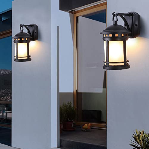 HSPHFX Wall Lantern Coach Lamp Industrial Steampunk Cage Fixture Outdoor Home Wall Sconce Mount with Clear Glass Shade - Dusk to Dawn Exterior Sensor - for Pasture Restaurant Garden Factory