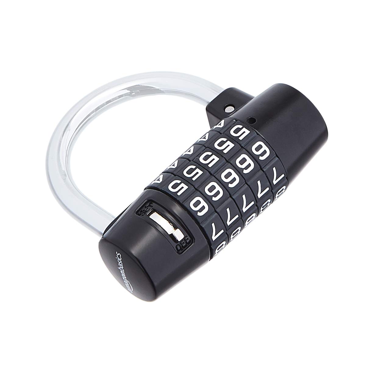 Amazon Basics 5-Digit Horizontal Combination Padlock, Black, 1-Pack
