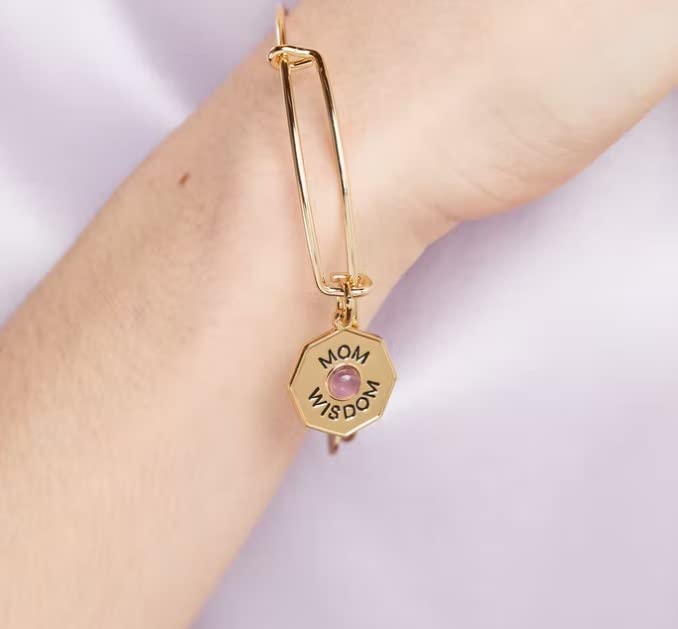 Alex and Ani Mother Love Charm Bangle Bracelet - Mother's Day - Shiny Gold Finish - 2 To 3.5 In