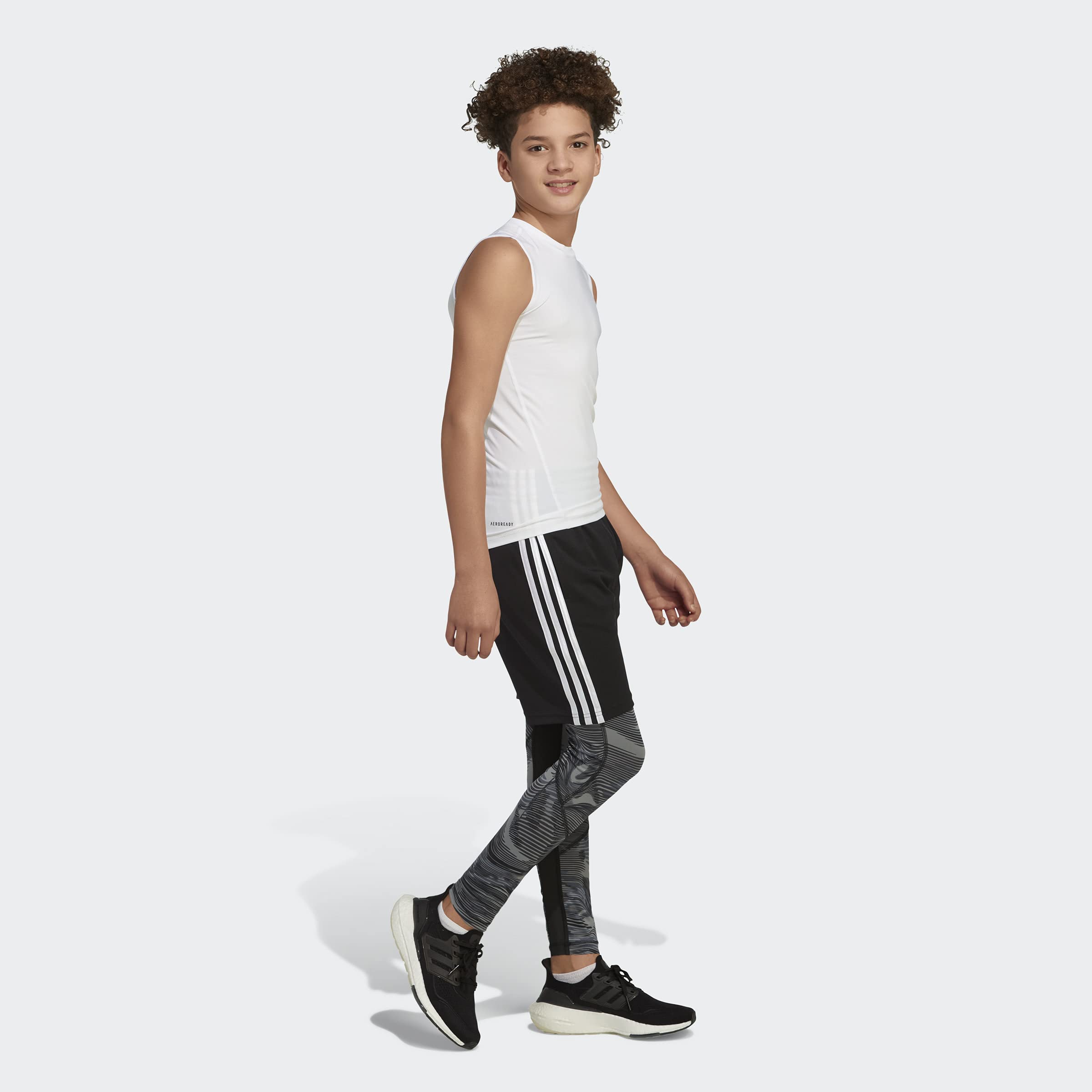 adidas boys Sleeveless Aeroready Tech Fit Top T Shirt, White, Small US