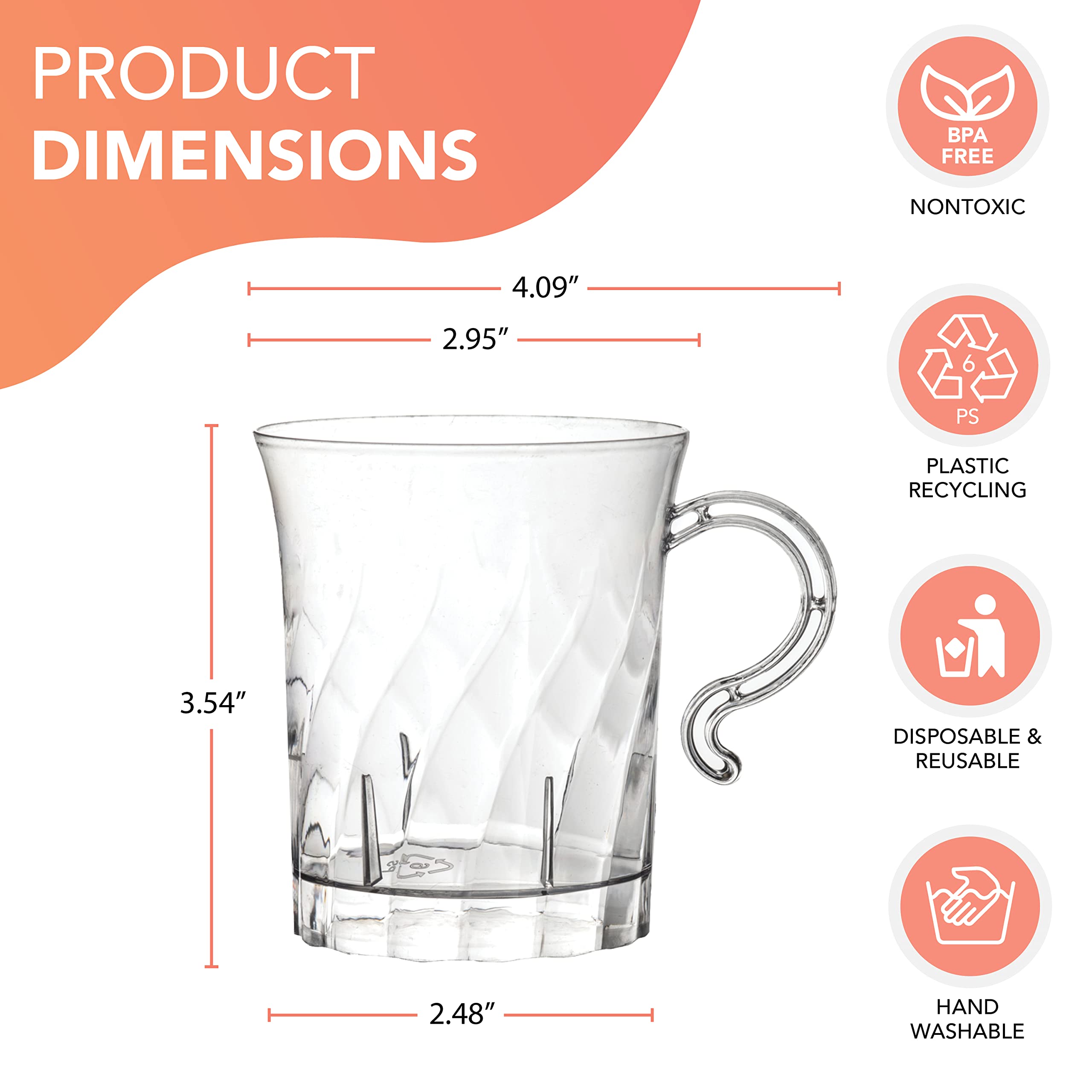 Party Essentials Plastic Punch Set with Ladle and Drinkware, Party Serveware for Cocktails, Fruit Punch, Tea, and Juices, Clear, 12 Qt Bowl + 20 Coffee Cups (8 oz.)