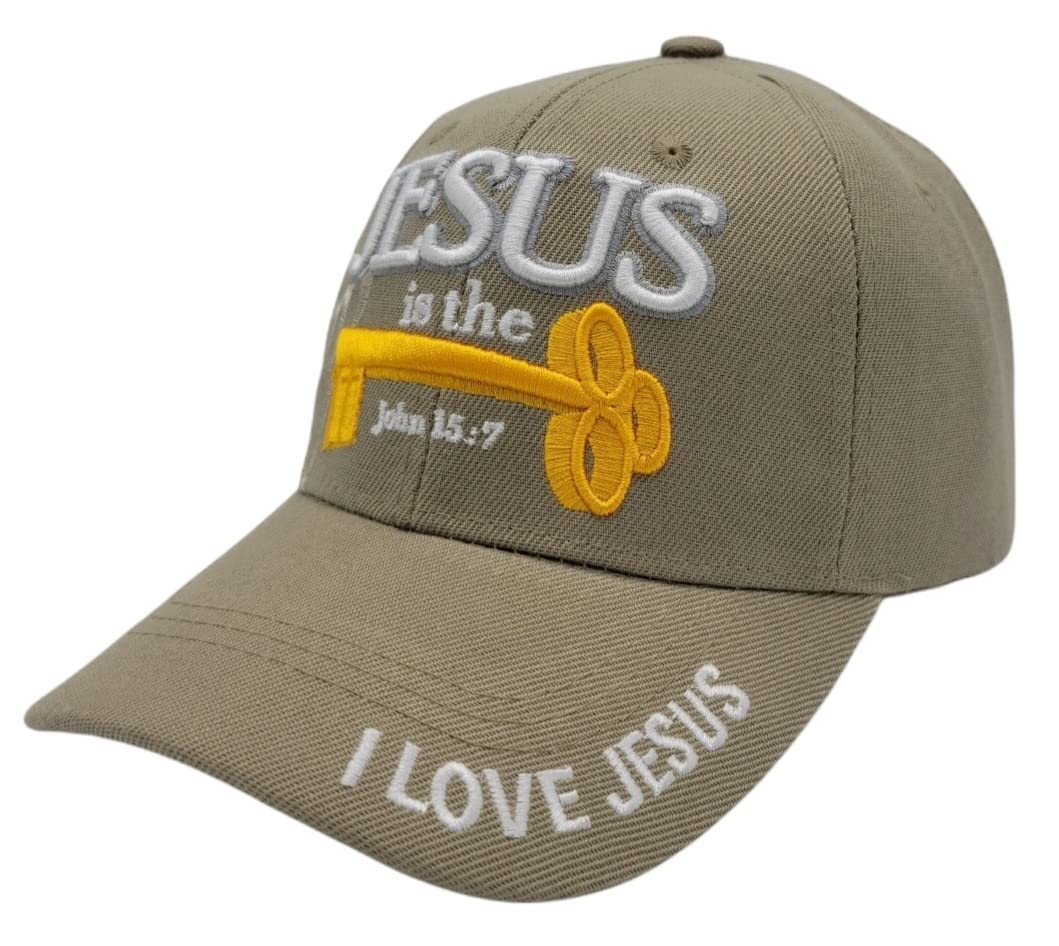 Altis Apparel Jesus - Christian Religious Baseball Cap - Adult Hat (Jesus Key Khaki)