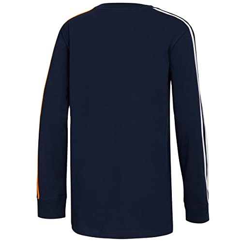 adidas Boys' Long Sleeve Split 3-Stripes Tee, Collegiate Navy with Semi Solar Gold, X-Large (18/20)