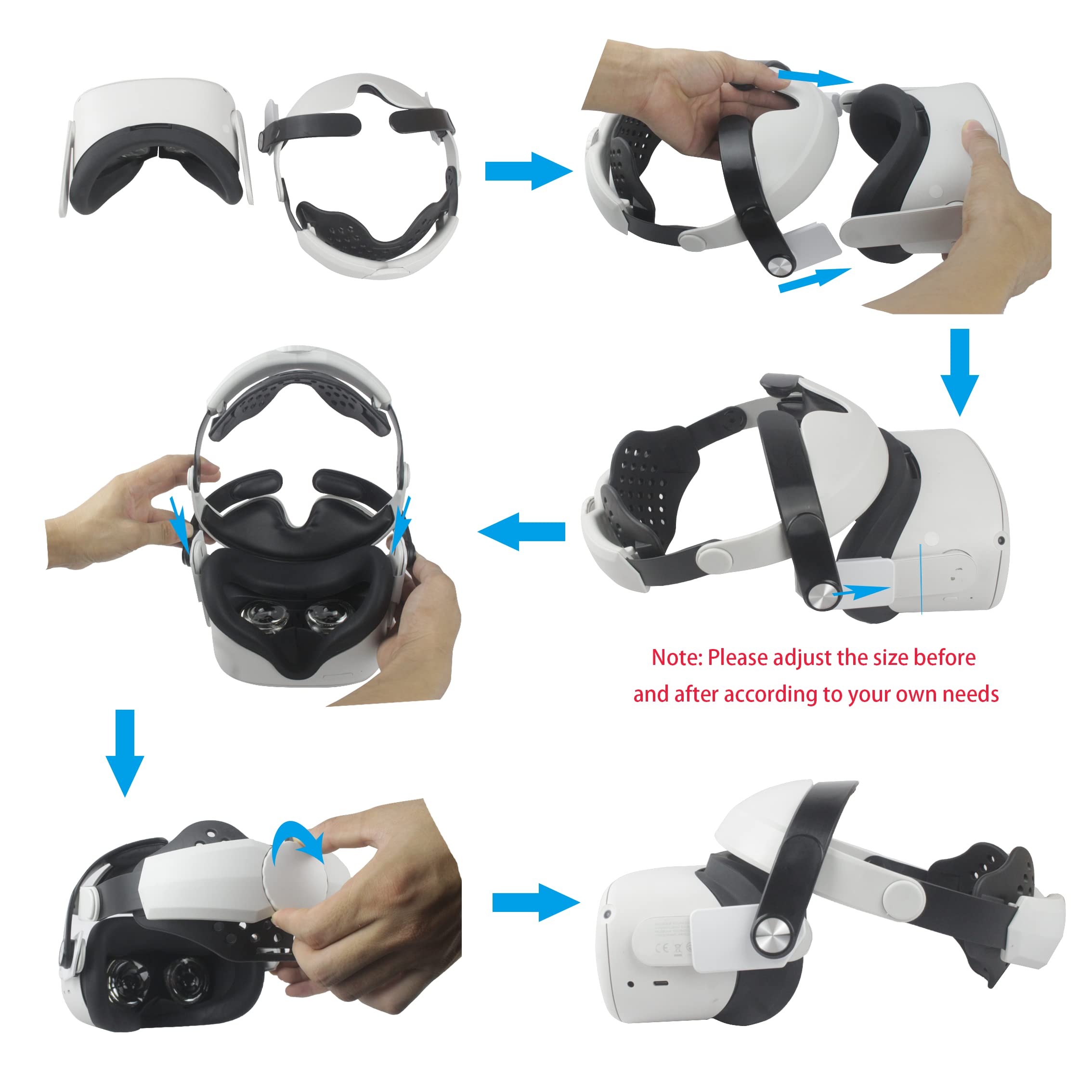 Adjustable Head Strap VR Strap Comfort Improve Supporting Balance Weight Headband Head Strap for Quest 2 VR