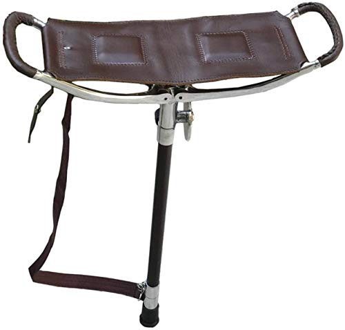 Adjustable Antique Brown Shooting Stick | Very Durable Big Size Leather Seat Folding Chairs | Polo Fishing Golf Seat Stick | Lightweight Hiking Walking Sticks