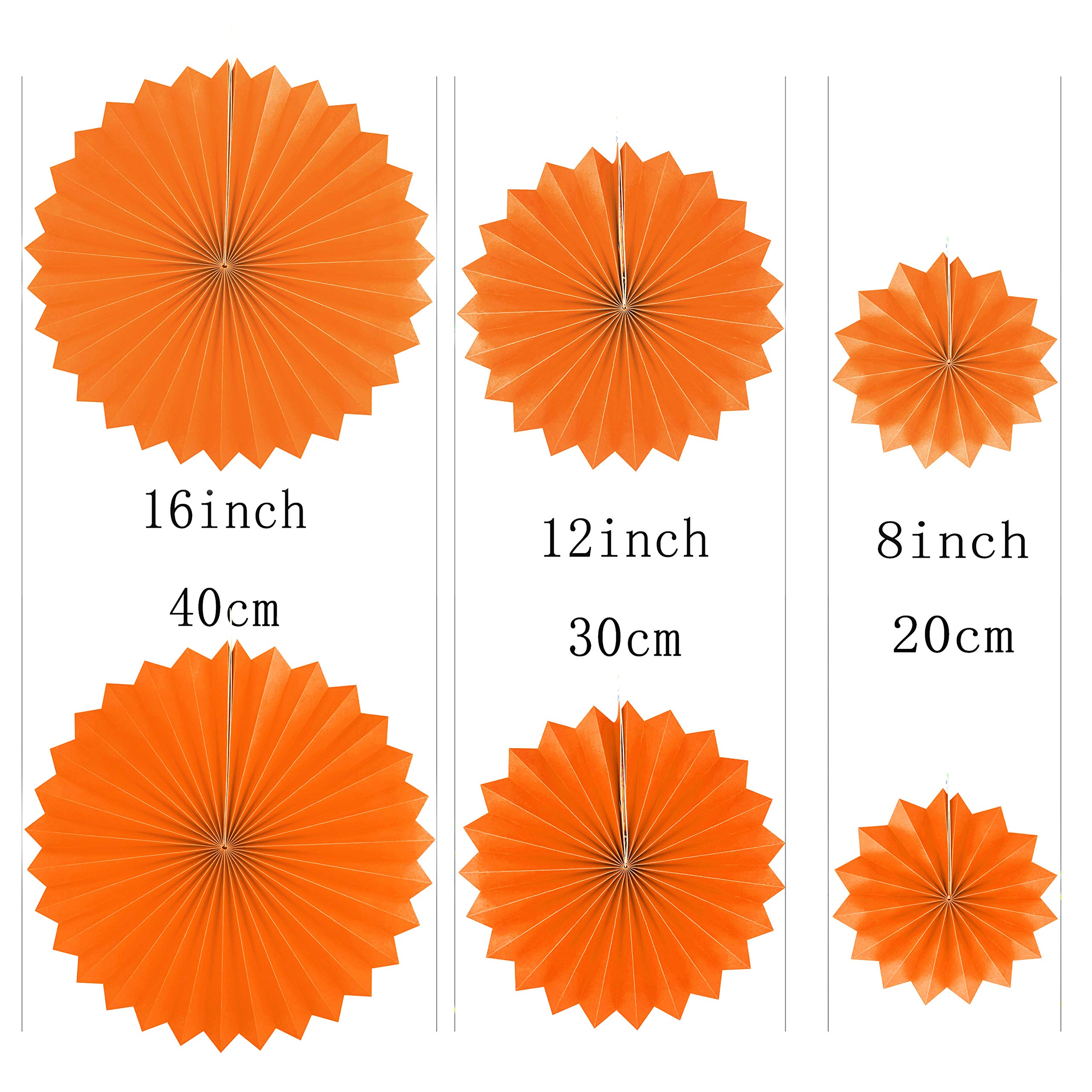 Black Orange Party Hanging Paper Fans Decorations - Halloween Birthday Baby Shower Graduation Wedding Carnival Party Ceiling Hangings Photo Booth Backdrops Decorations, 12pc